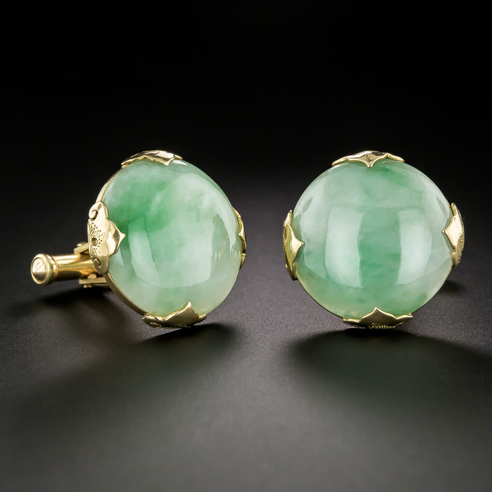 Ming's Mid-Century Natural Jade Cufflinks