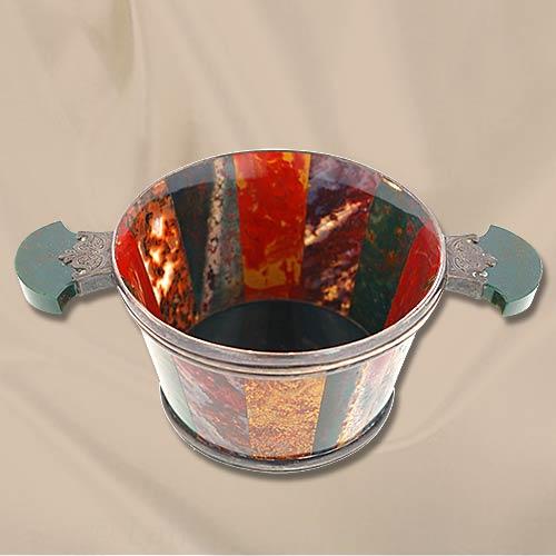 Mixed Agate Quaich Ceremonial Cup