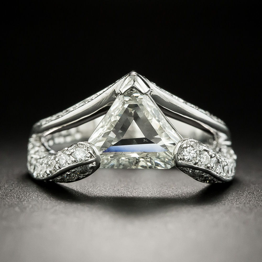 Modern 1.01 Carat Triangular Step Cut Diamond Ring - GIA K SI2