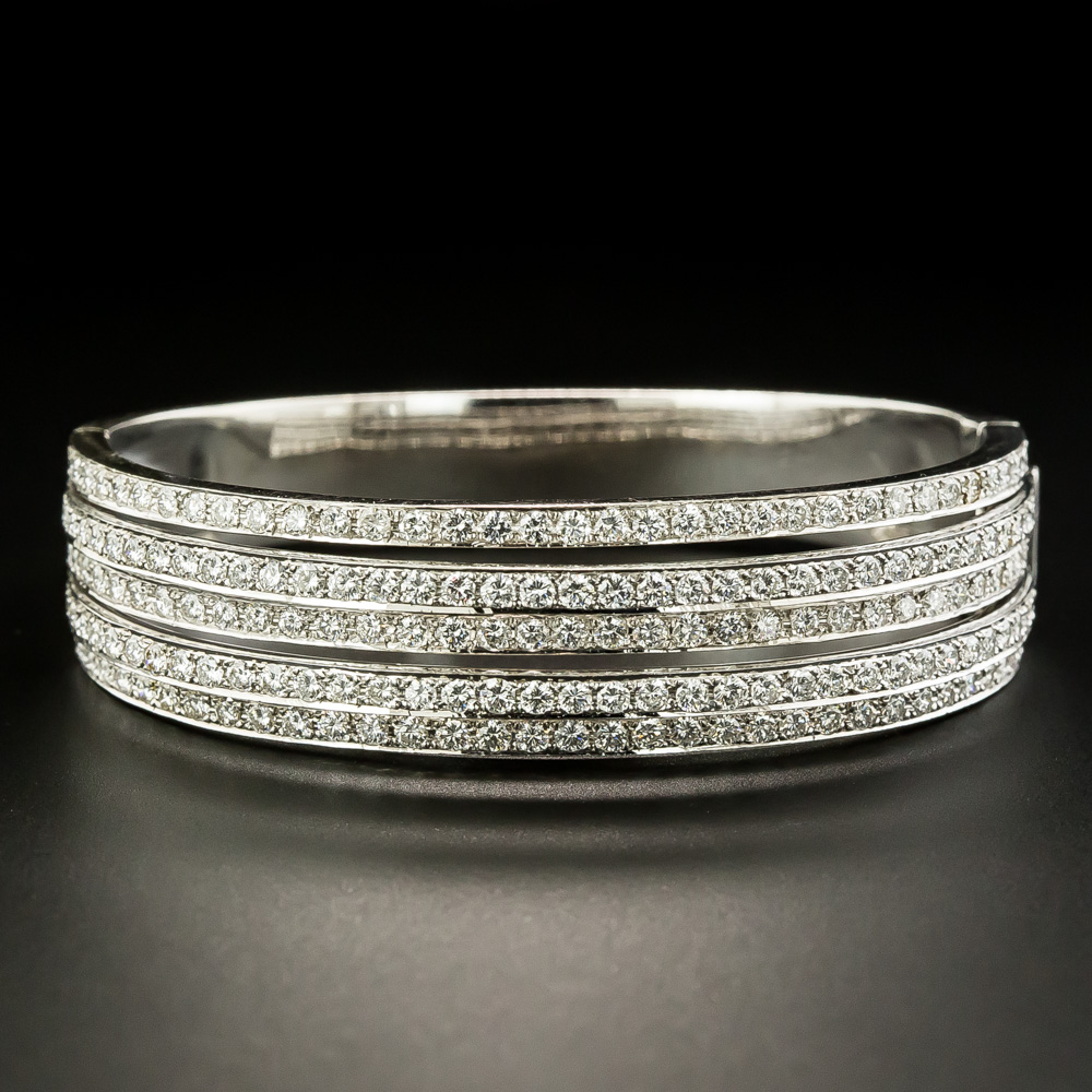 Modern Five Row Diamond Bangle Bracelet