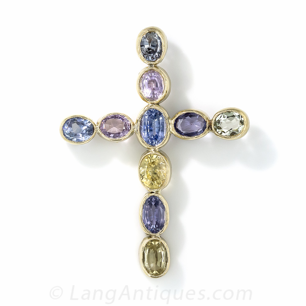 Multi-Color Natural No-Heat Sapphire Cross