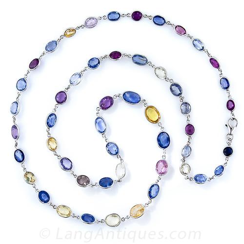 Multi-Color Sapphire Chain Necklace