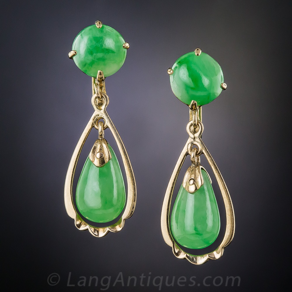 Natural Jade Vintage Drop Earrings