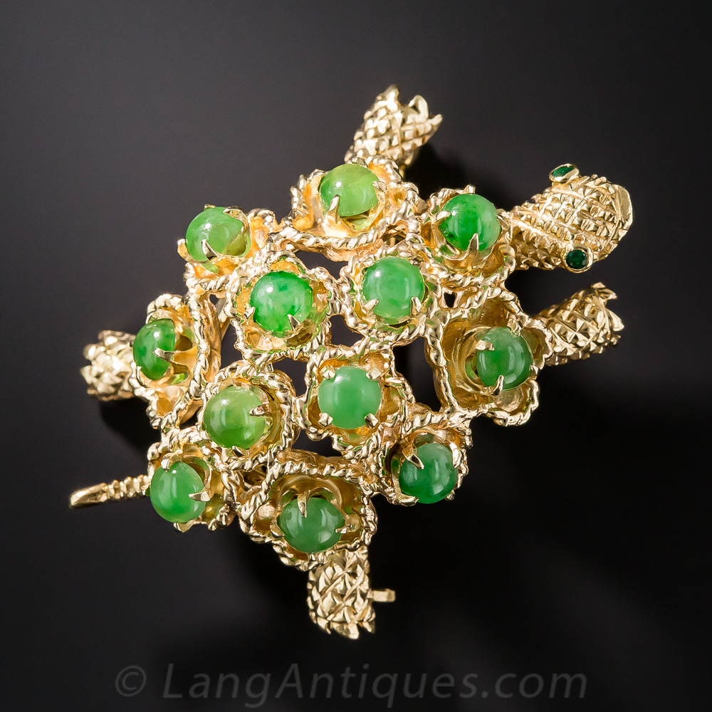 Natural Jadeite Turtle Brooch