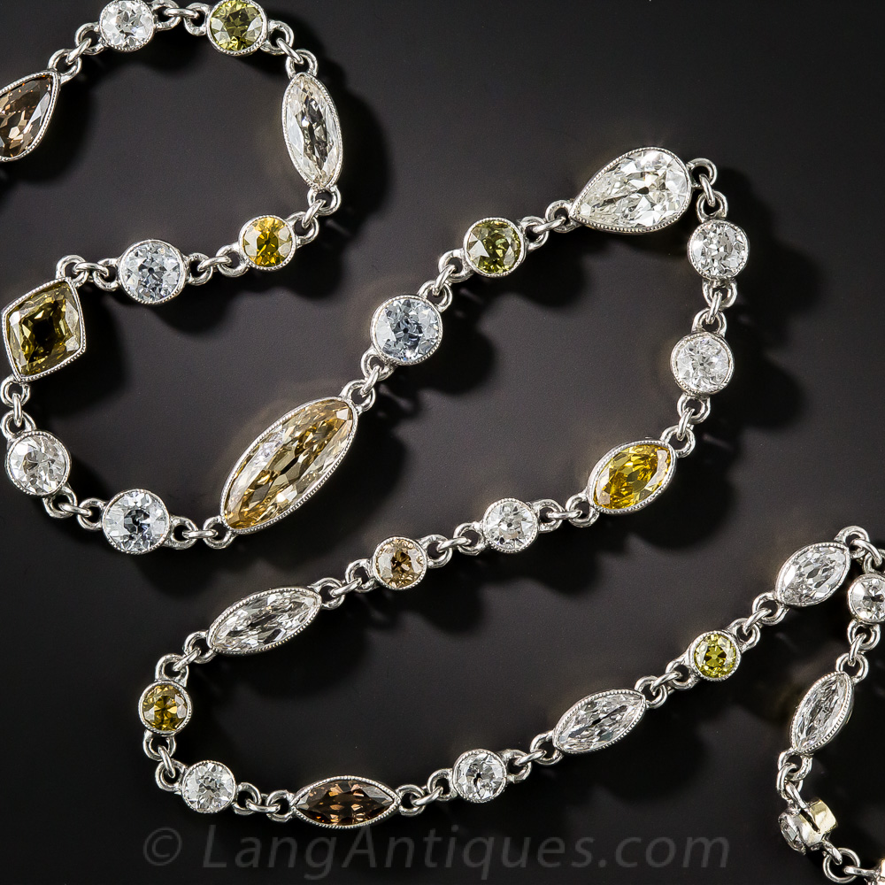 Natural Multi-Color Diamond and White Diamond Necklace