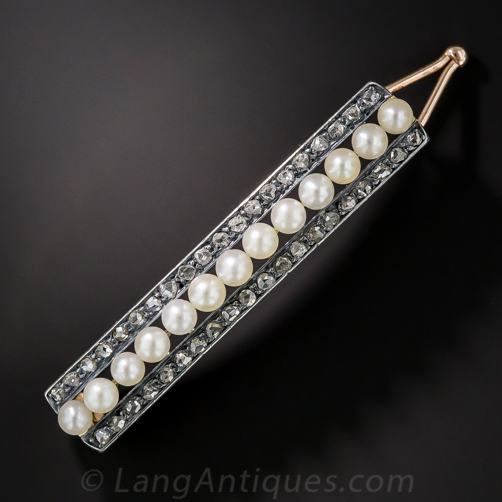 Natural Pearl and Diamond Barrette