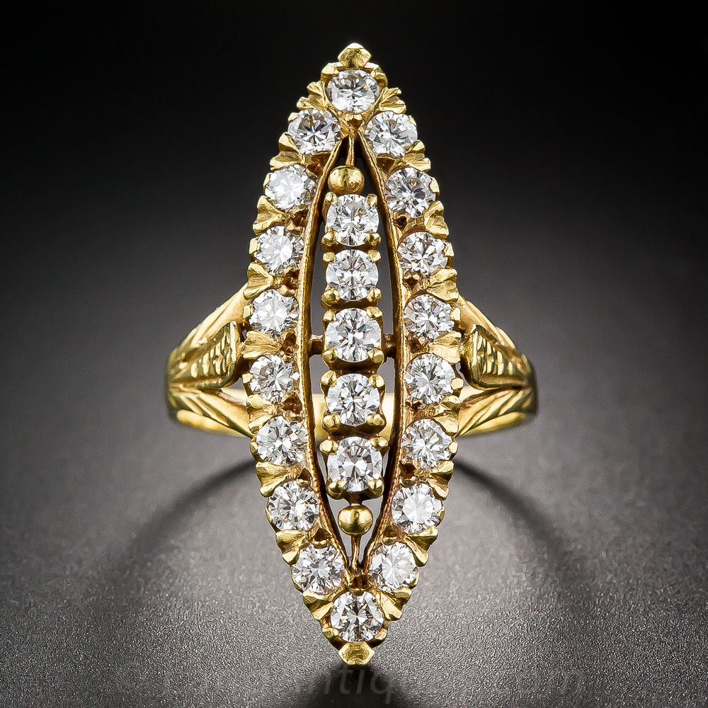 Navette-Shaped Estate Diamond Ring
