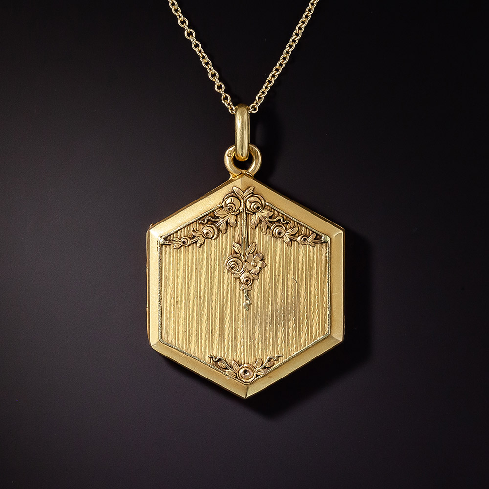 Neoclassical Hexagonal Garland Locket
