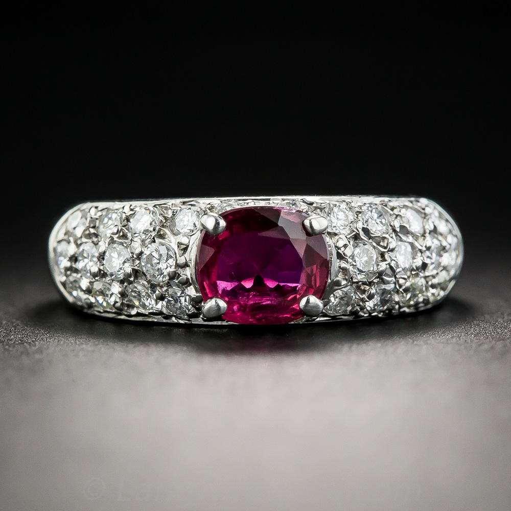 No-Heat .90 Carat Ruby Platinum Diamond Ring