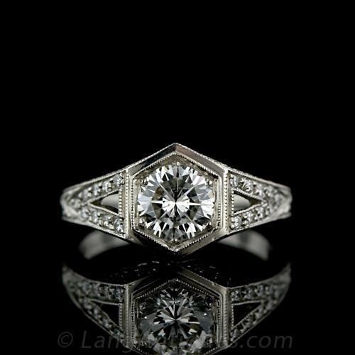 One Carat Diamond Engagement Ring in Platinum
