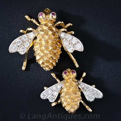 Pair of Diamond Bees