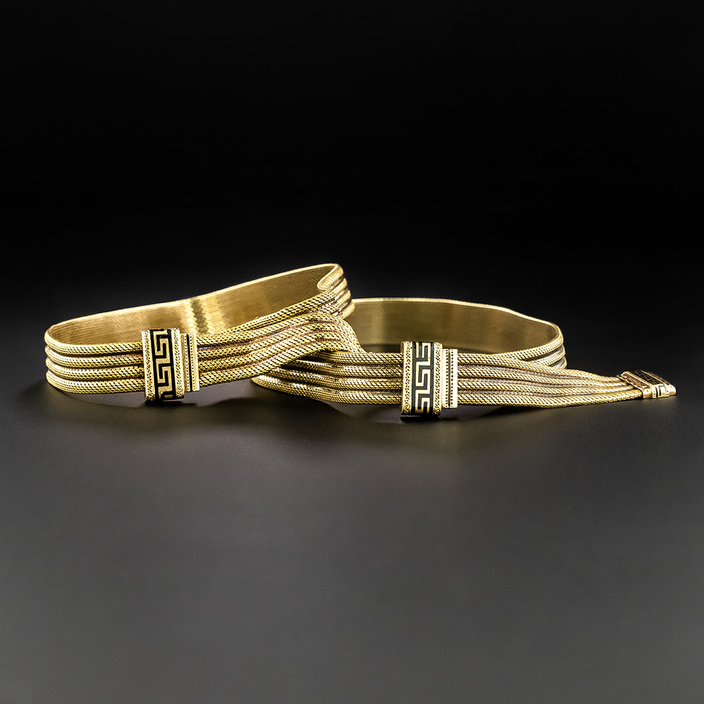 Pair of Victorian Slide Bracelets with Greek Key Design