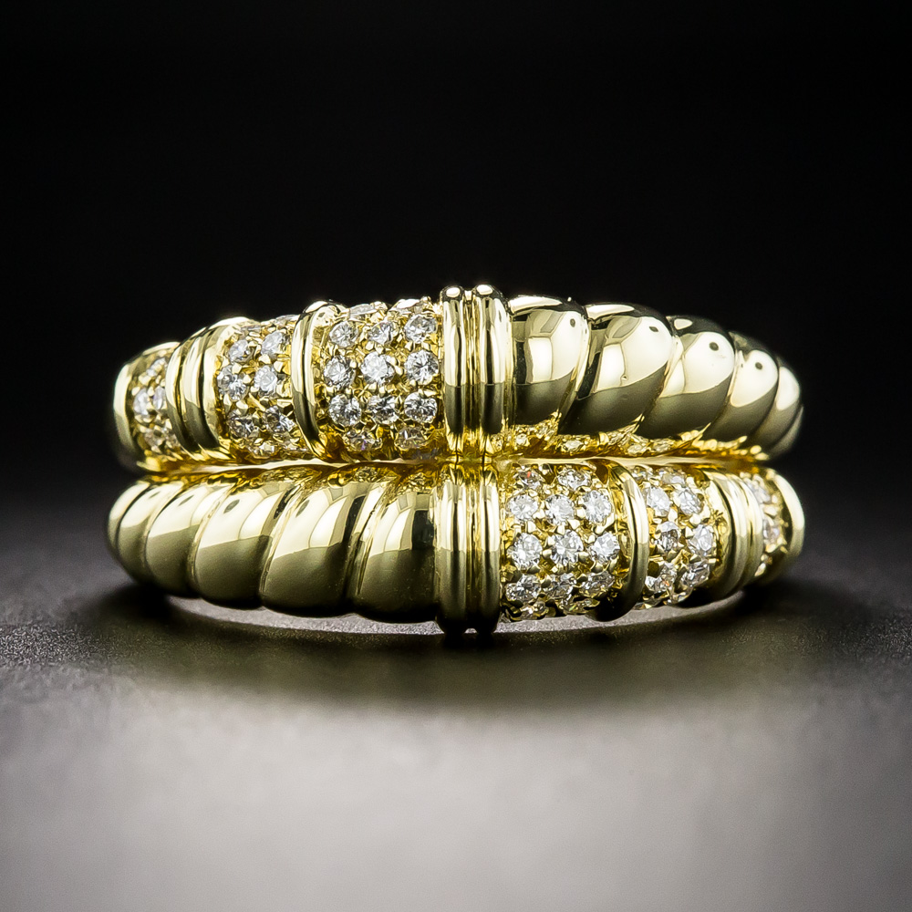 Pavé Diamond Double 'Shrimp' Band