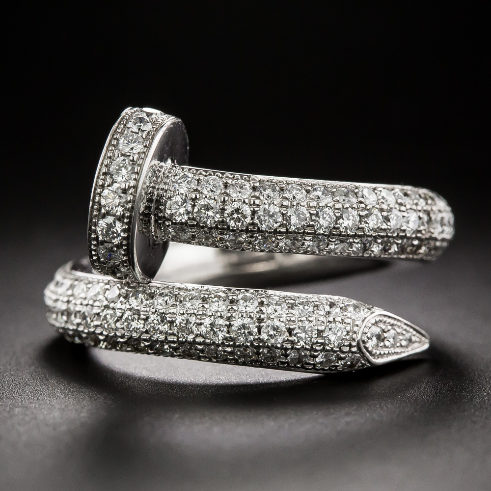 Pavé Diamond Nail Ring - Size 8