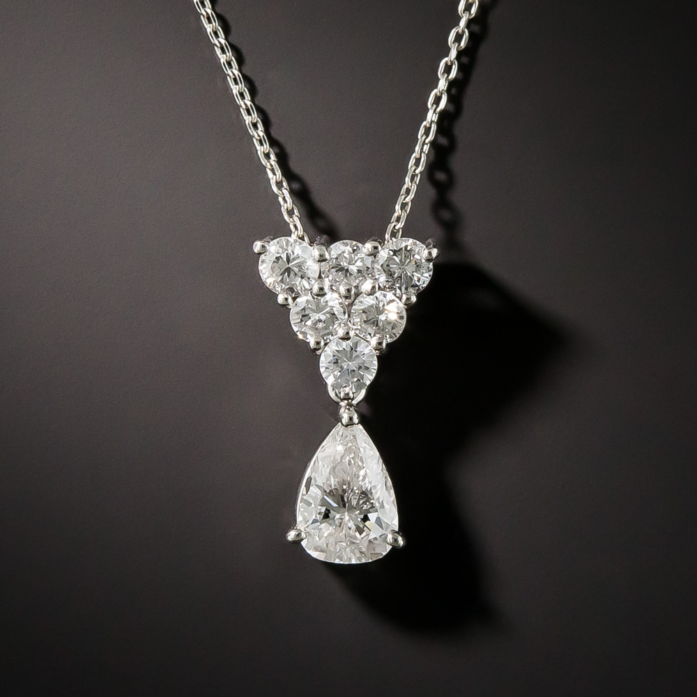 Pear Shape Diamond Platinum Drop