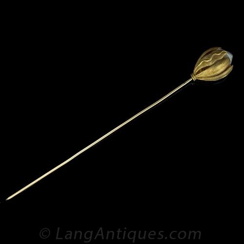 Pearl and 14k Gold Hat Pin