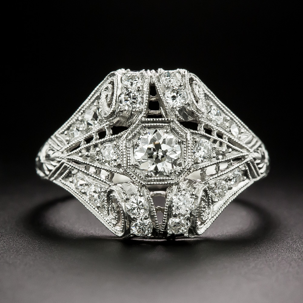 Petite Art Deco Diamond Dinner Ring