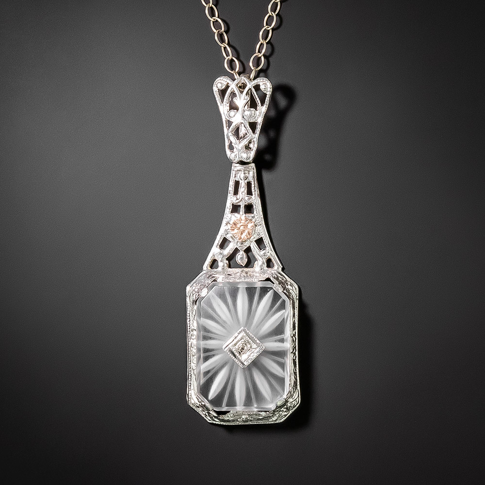 Petite Art Deco Rock Crystal Pendant