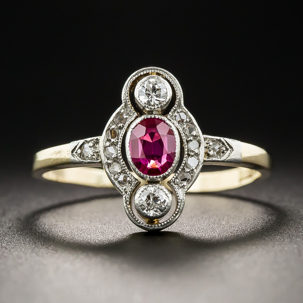 Petite Edwardian Ruby and Diamond Ring