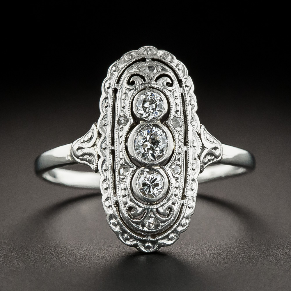 Petite Edwardian Three-Stone Diamond Dinner Ring