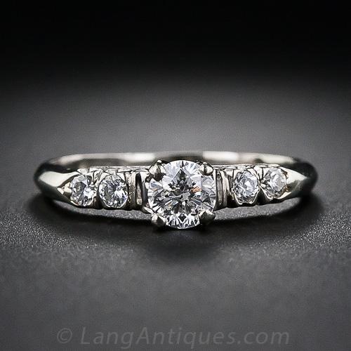 Petite Mid-Century Diamond Engagement Ring