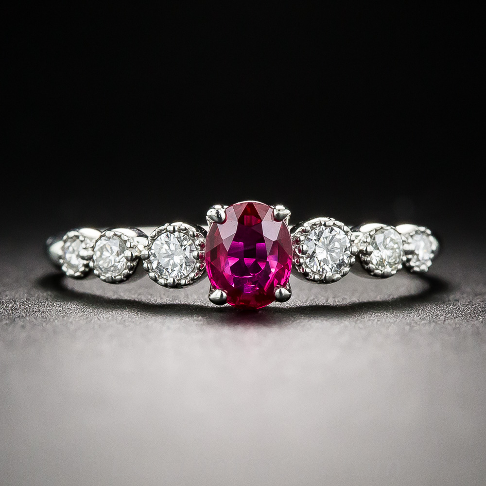 Petite Platinum Ruby and Diamond Ring