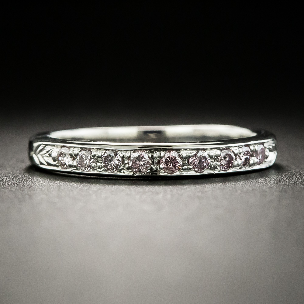 Pink Diamond Platinum Wedding Band