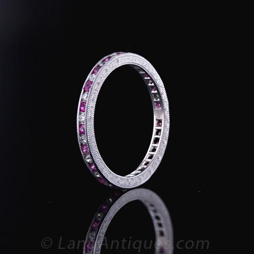 Pink Sapphire and Diamond Eternity Band