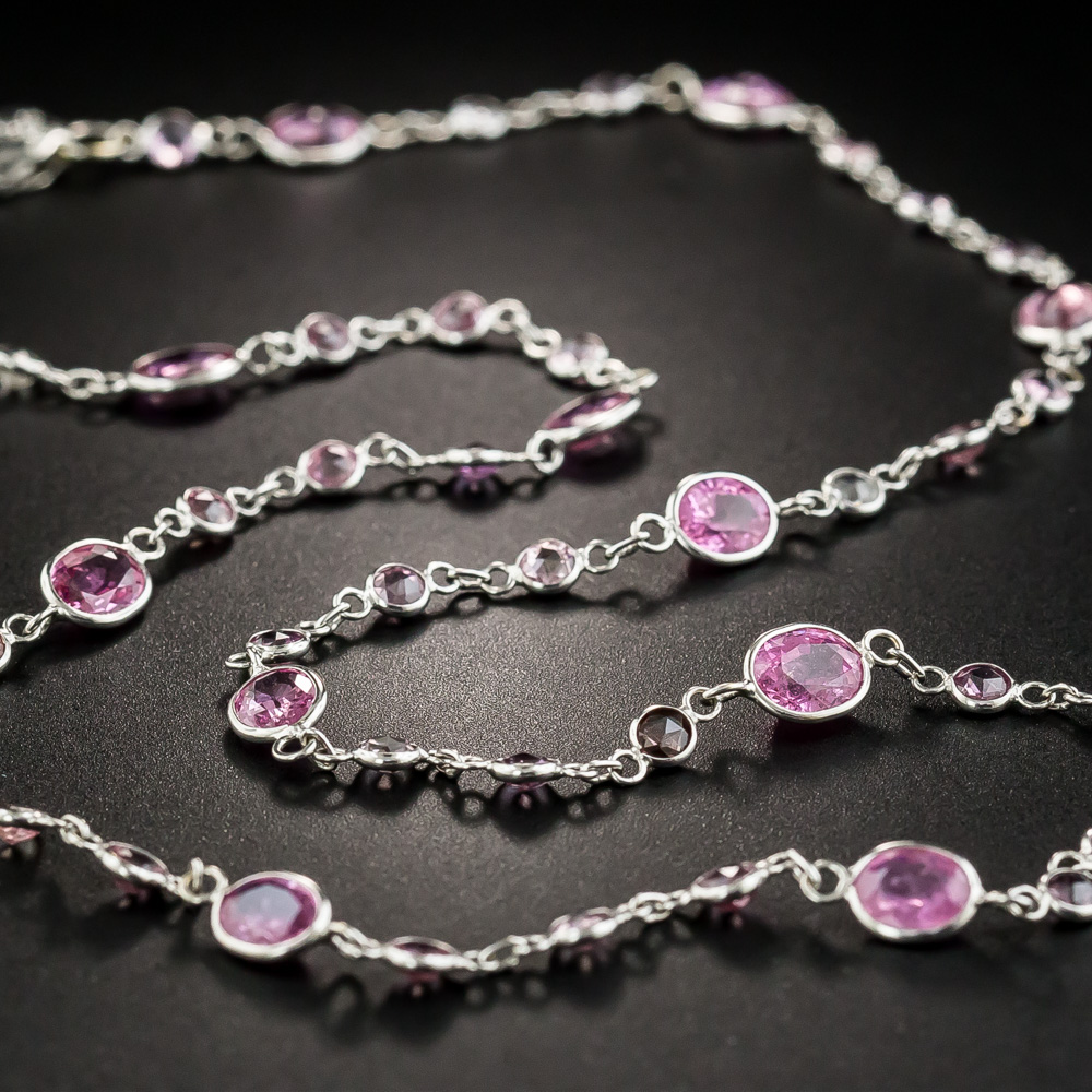 Pink Sapphire Chain Necklace