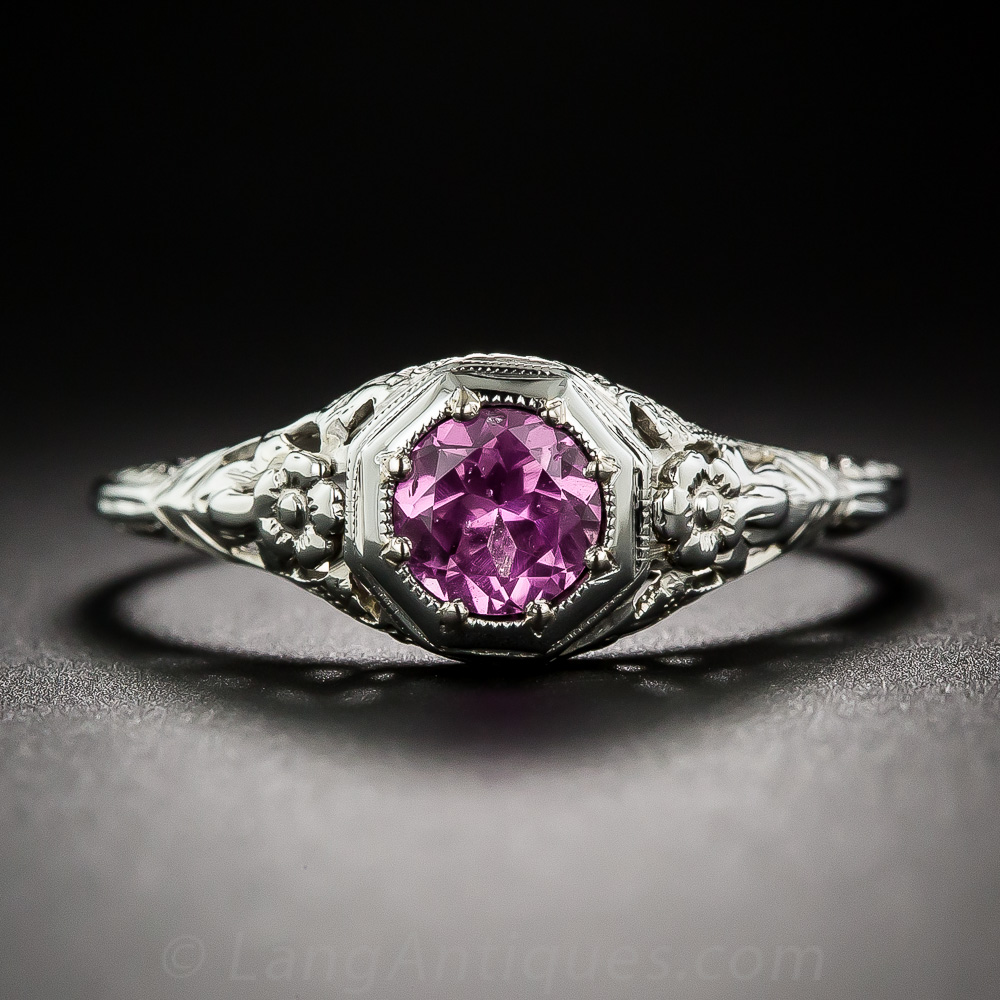 Pink Sapphire Filigree Ring