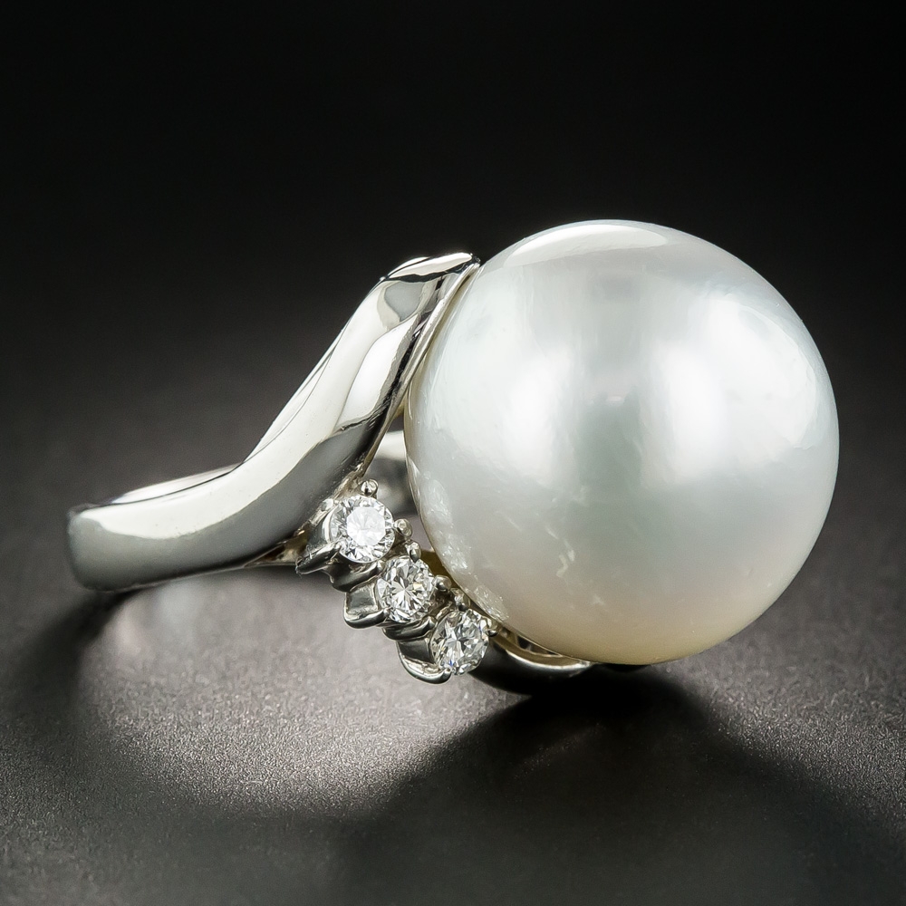 Platinum 18mm South Sea Pearl Platinum Ring