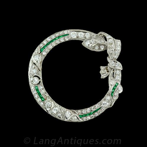Platinum 1920s Circle and Bow Pin