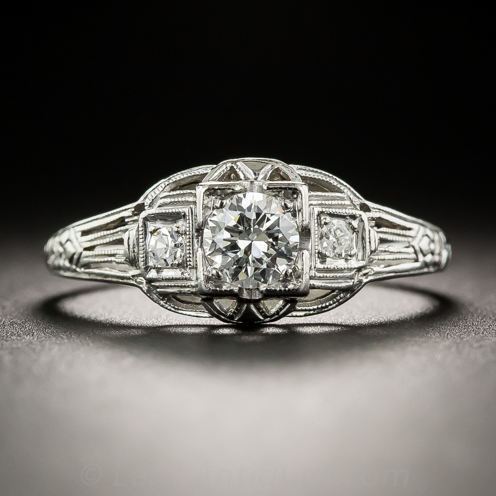 Platinum .28 Carat Diamond Engagement Ring by William B Ogush