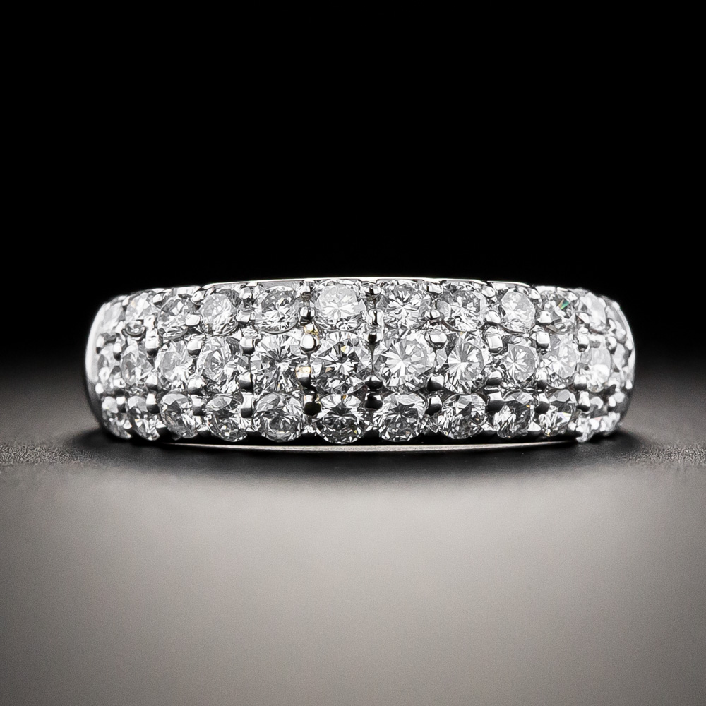 Platinum and 1.01 Carat Diamond Three-Row Ring