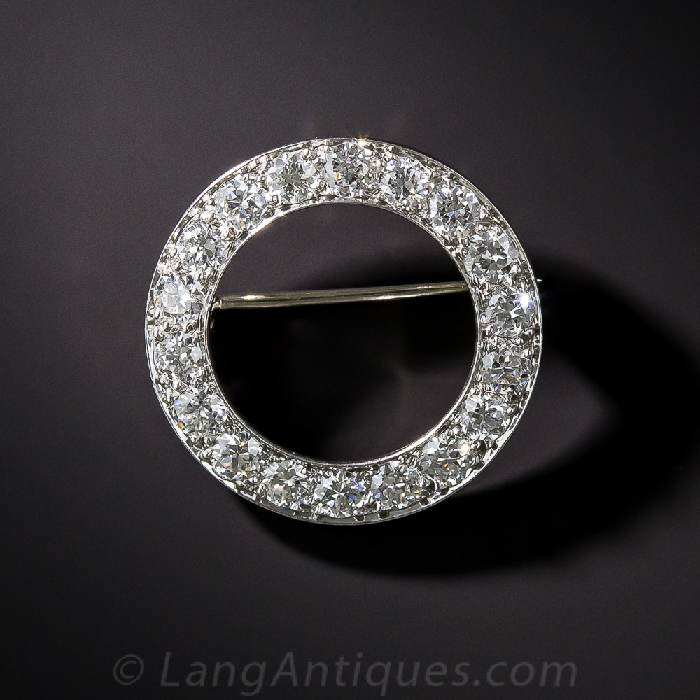 Platinum and Diamond Circle Pin