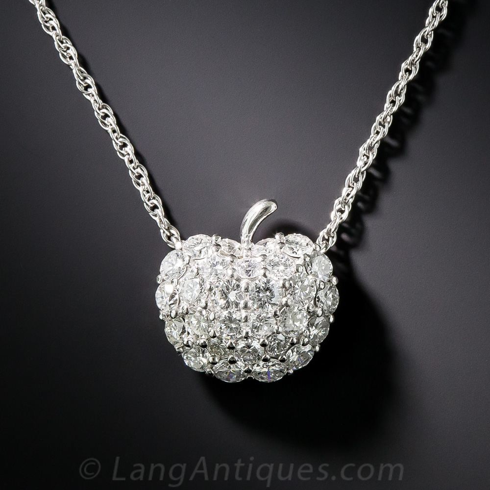 Platinum Diamond Apple Necklace