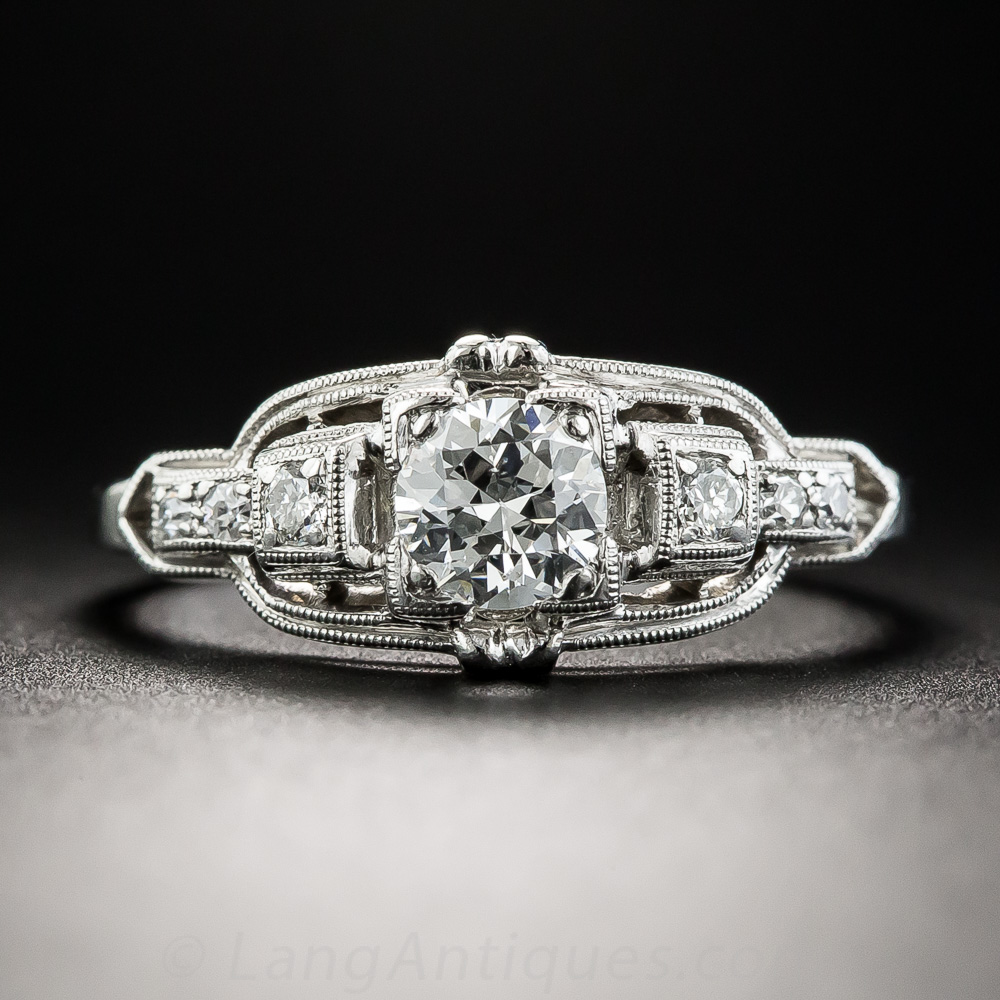 Platinum Diamond Art Deco Engagement Ring