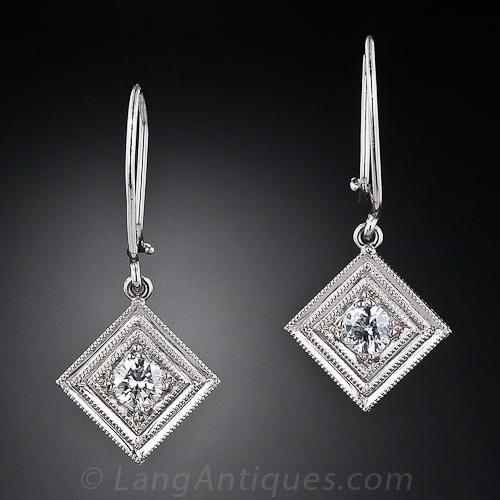 Platinum Diamond-Shaped Dangle Drops