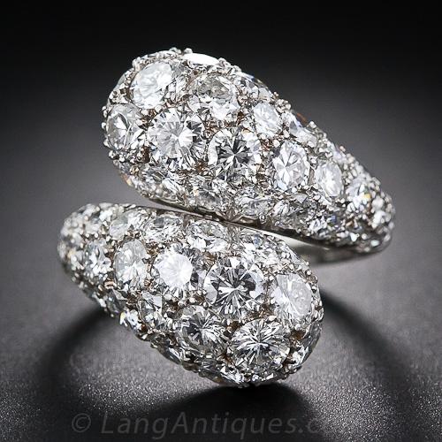 Platinum Pavé Diamond Bypass Ring