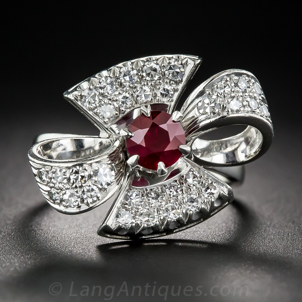 Platinum Ruby and Diamond Cocktail Ring