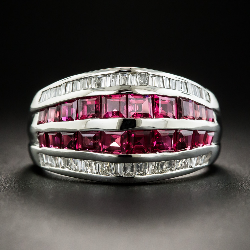 Platinum Ruby Diamond Band Ring