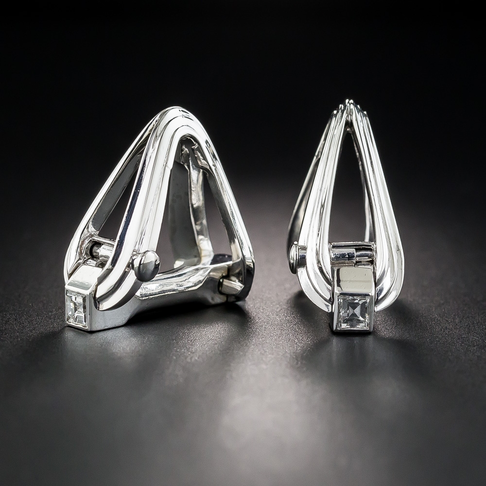 Platinum Square-Cut Diamond Cufflinks