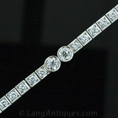 Platinum Straight Line Diamond Bracelet