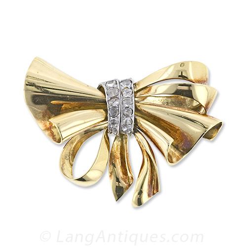 Retro Diamond Bow Pin