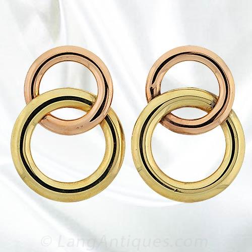 Retro Interlocking Ring Earrings
