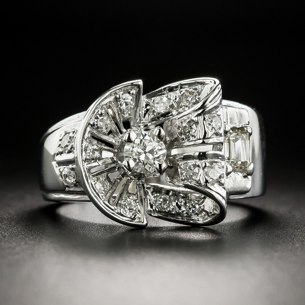 Retro Ribbon Diamond Ring