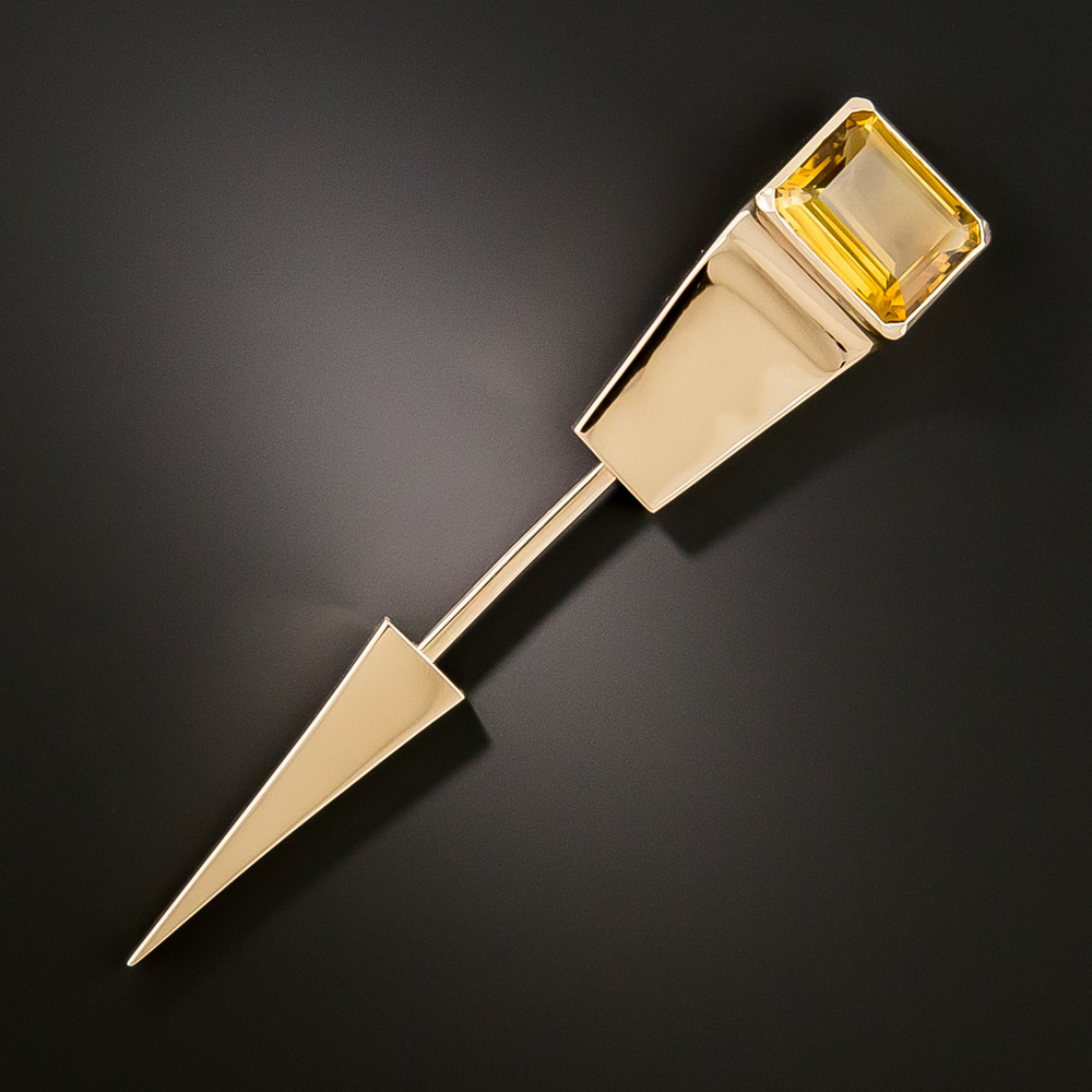 Retro Rose Gold Citrine Arrow Jabot