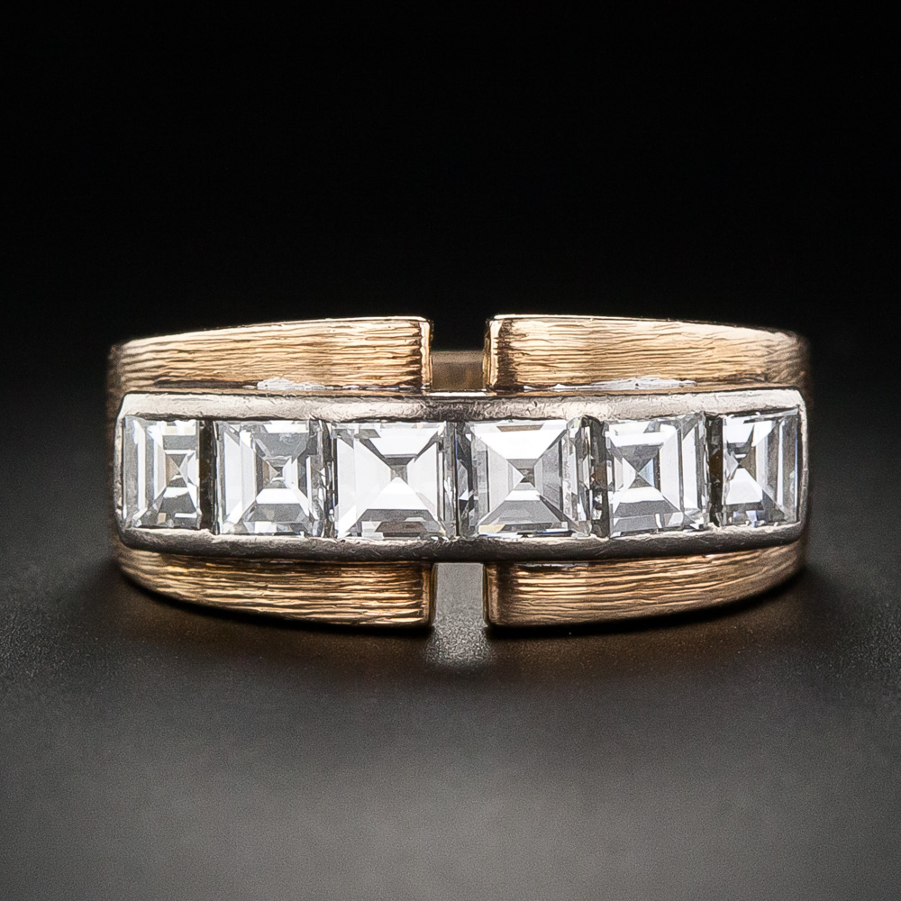Retro Square Diamond Band Ring