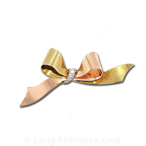 Retro Two Tone Bow Pin