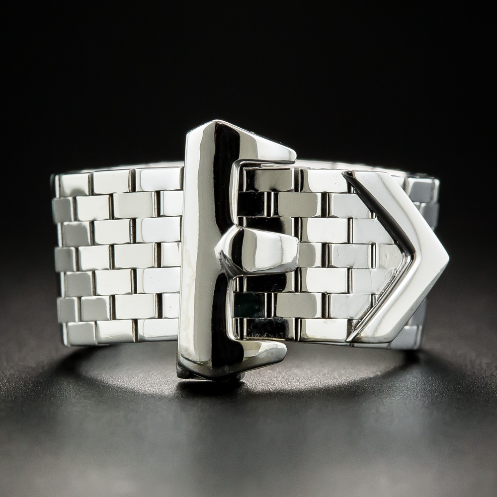 Retro White Gold Buckle Ring